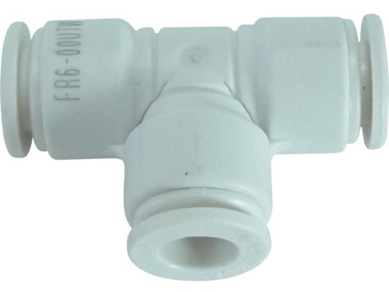 【仕様】●型番：FR6-00UTW●適合チューブ外径D（mm）：6×6×6　●使用圧力：1MPa（空気）、0．3MPa（水）　●使用流体：空気、水●流体温度：−5〜60℃（空気）、5〜40℃（水）●本体：難燃性ポリブチレンテレフタレート（P...