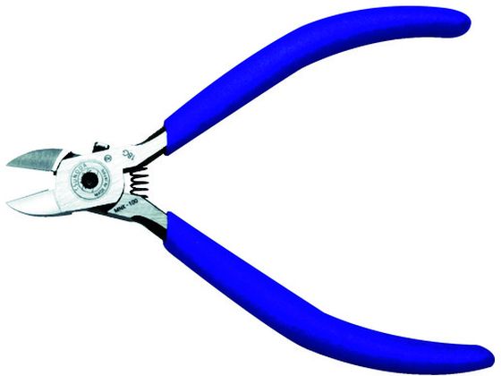 【仕様】●型番：MNK-100●全長（mm）：107●切断能力（mm）銅線：φ2．0●切断能力（mm）軟鉄線：φ1．6●セミフラッシュ刃●ばね付●開きすぎ防止ストッパー付（開き幅調整）●機械構造用炭素鋼●グリップ：塩化ビニール●非絶縁工具で...