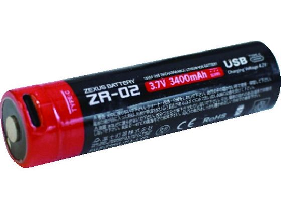 【仕様】●型番：ZR-02●幅（mm）：18　●奥行（mm）：18　●適合機種：ZX−R370、ZX−R730　●電池容量（mAh）：3400　●外径（mm）：18　●全長（mm）：70　●長さ（mm）：70●容量：3400mAh　●充電ポ...