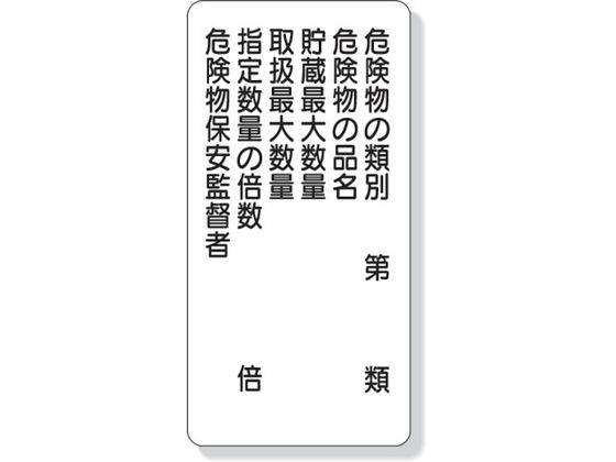 【商品説明】●危険物規則・火災予防条例に基づく表示板です。【仕様】●型番：319-09●表示内容：危険物の類別その他　●取付仕様：穴4ヵ所　●縦（mm）：600　●横（mm）：300　●厚さ（mm）：0．5●取付方法：ビス止め（ビス別売）　...