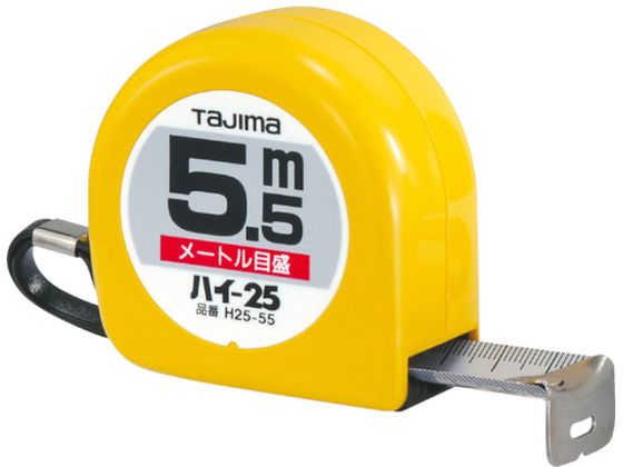 【仕様】●型番：H25-55BL●テープ長さ（m）：5．5　●テープ幅（mm）：25　●水平保持（m）：2．4　●ロック仕様●移動爪　●フリータイプ　●JIS1級　●片面目盛（テープ幅13・16mm）両面目盛（テープ幅19mm以上）　●45...