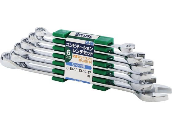 【商品説明】●コンビレンチ6本のセットで、幅広いサイズのボルト、ナットの締め付け、ゆるめが可能です。●レンチを一つに収納でき、持ち運びや保管管理に便利なホルダ付です。【仕様】【材質】●本体：機械構造用炭素鋼【仕様】●組数（本）：6●サイズ（...