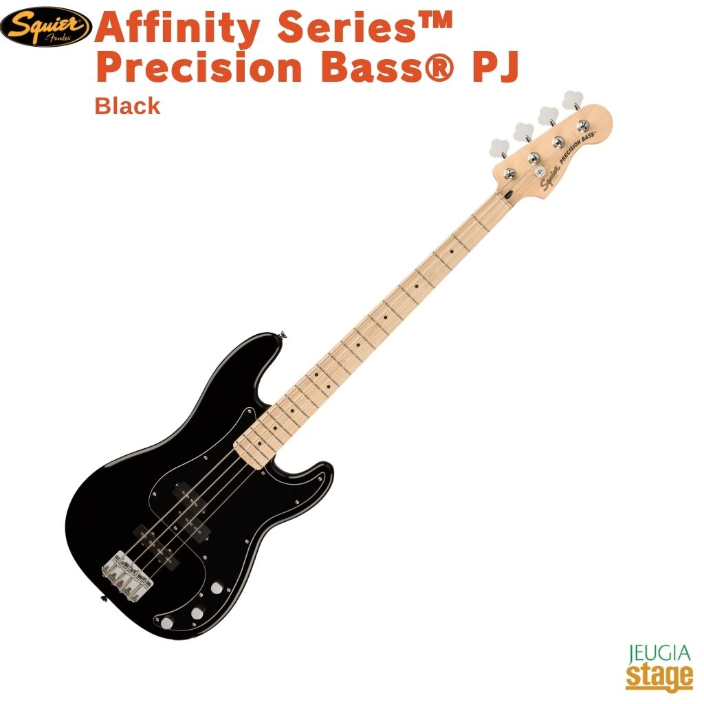 Squier Affinity Series® Precision Bass® PJ, Maple Fingerboard, Black Pickguard, Black Squier® Affinity Series™ Precision...