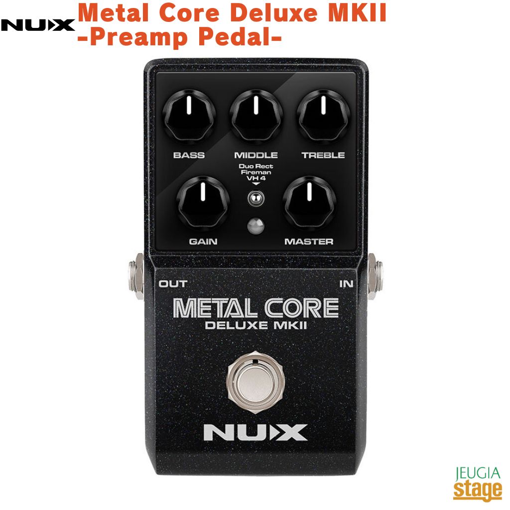 NUX Metal Core Deluxe MKII 3つのモデル（Duo Rect、Fireman、VH 4）を搭載したハイゲインプリアンプペダル。ノイズゲートと各アンプに対応するキャビネットIRも内蔵しています。 PCに接続し、エディタ...