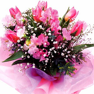ギフト対応 ☆---　商品情報　---☆ ■商品名（品番） スイートエンジェル（EH-003) ■サイズ・形式 約L45×W35cm 花束 ■商品紹介 ピンク系のスイートピーやチューリップが入った、春ならではのかわいい花束です！ ■ご注意事...