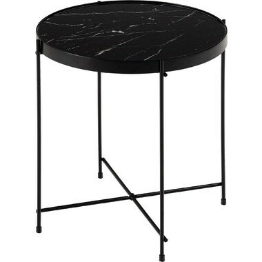 【返品種別A】□「返品種別」について詳しくはこちら□※画像はイメージです。◆シックな雰囲気を漂わせる石目調×ブラックスチール 。◆シンプルでスタイリッシュなデザインが魅力的なサイドテーブル。 ◆脚部のシャープさが空間の邪魔をせず、シックでモ...