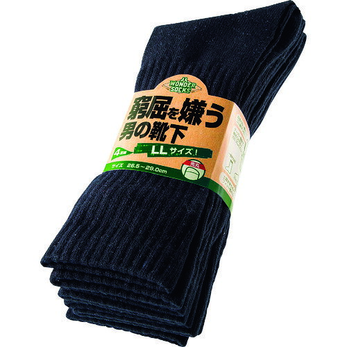 【返品種別A】□「返品種別」について詳しくはこちら□◆足の大きい方用の靴下です。◆仕事、スポーツ、普段履きなど。■　仕　様　■色：ブラックつま先形状：先丸サイズ：26.5-29.0材質：綿・ポリエステル、ポリウレタン[WS9111ユニワルド...