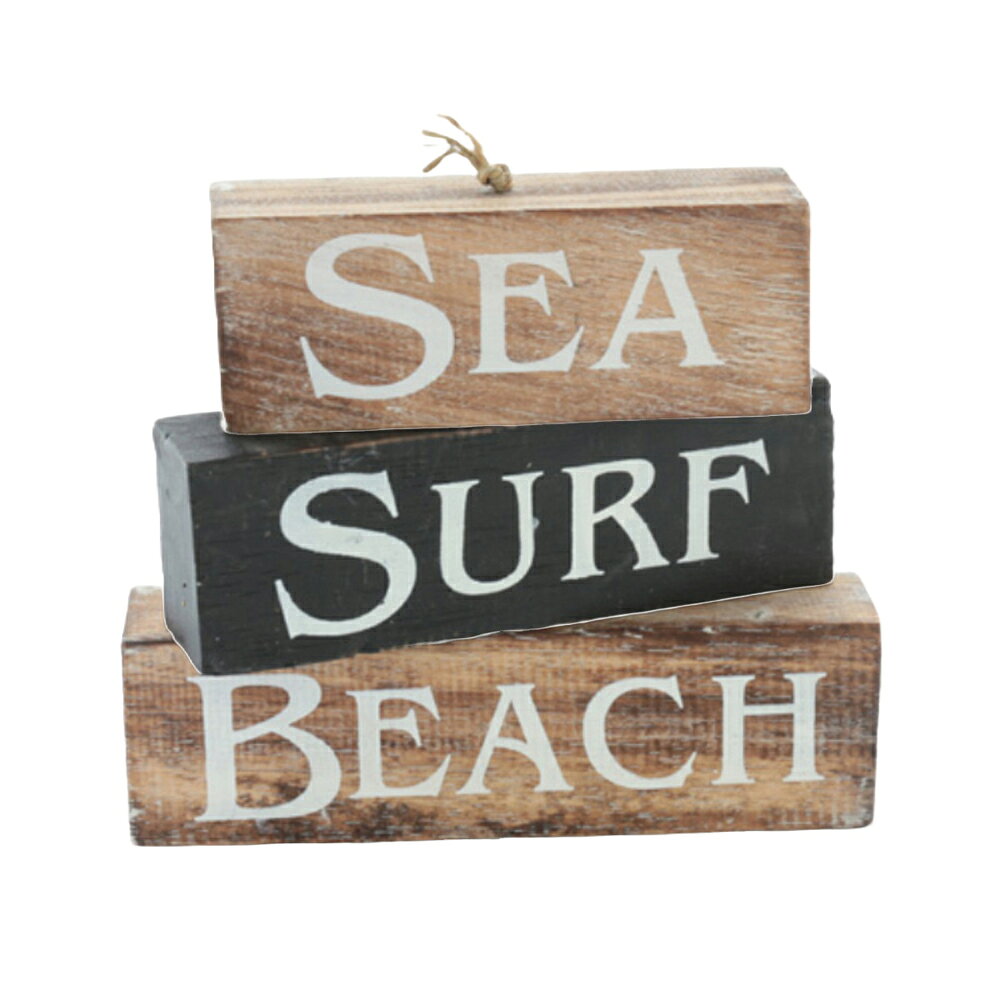 【返品種別A】□「返品種別」について詳しくはこちら□◆2色のウッドブロックにSEA、SURF、BEACHをデザインされています。◆3つのブロックの向きを少しずつ変えてオシャレにできます。◆ブロックは紐で繋げてあります。■　仕　様　■サイズ(...
