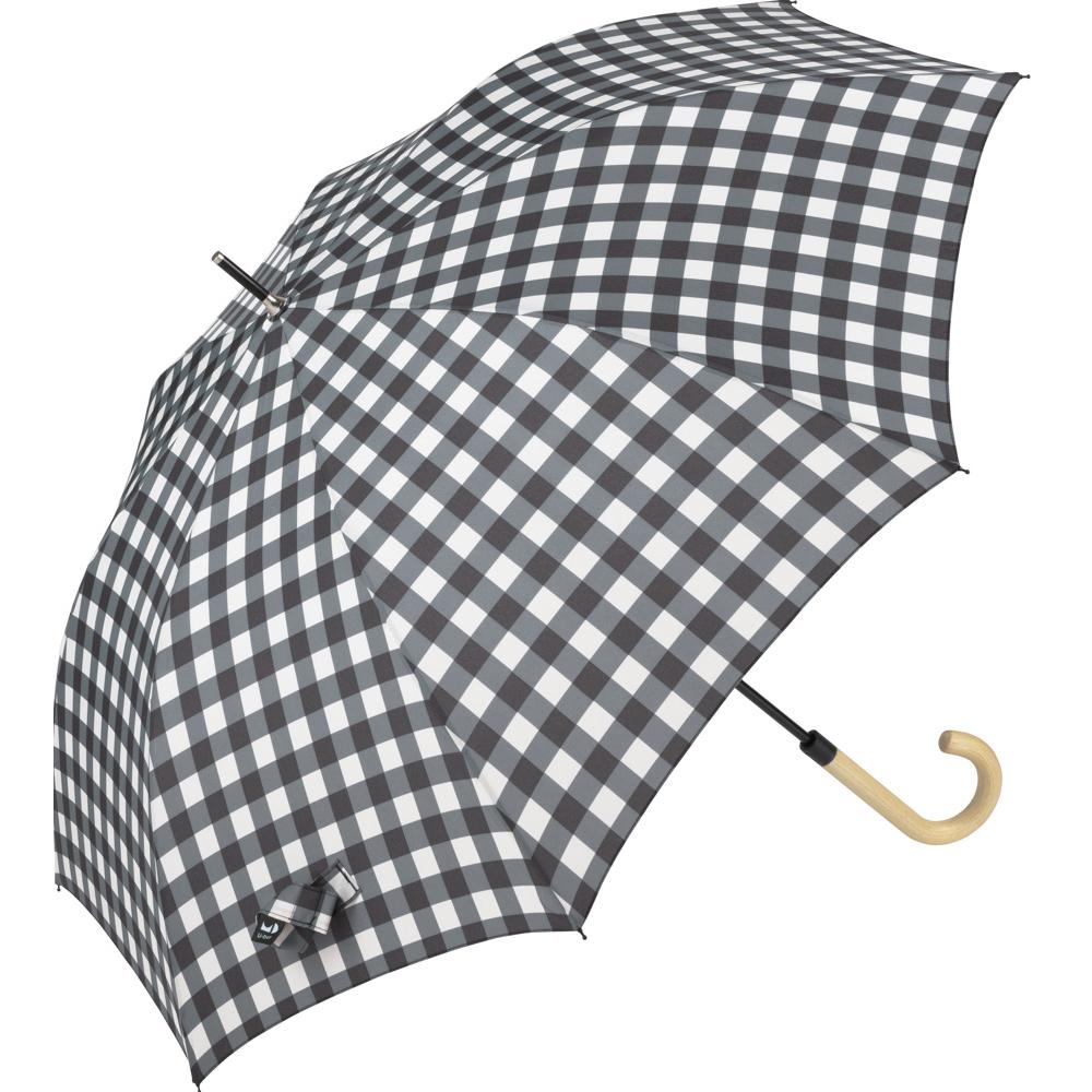 【返品種別A】□「返品種別」について詳しくはこちら□◆憂鬱になりがちな雨の日だってハッピーに。おしゃれで華やかなレイングッズブランド「because」のロングアンブレラ。(親骨63cmタイプ)白木ウッド＆ブラックパーツで統一したハンドルデザ...