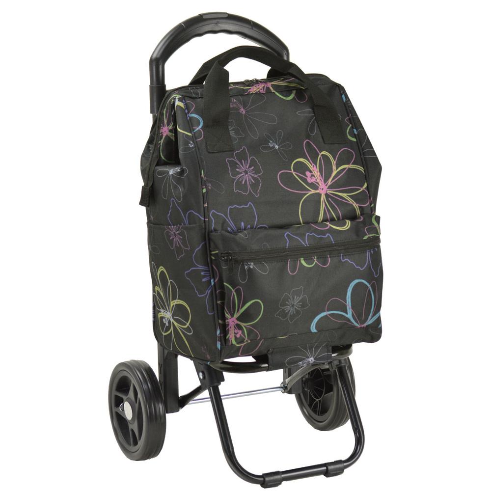 【返品種別A】□「返品種別」について詳しくはこちら□◆黒を基調にした生地にお花やベジタブルのパターン柄を合わせた、VALENTINO VISCANIのエレガントな保冷ショッピングカート（2本手口枠タイプ）が発売。メイン収納スペースは大きく開...