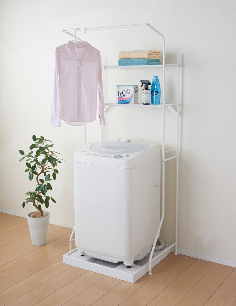 【返品種別A】□「返品種別」について詳しくはこちら□◆いろいろな洗濯機に使用出来る伸縮式のタオル掛け付ランドリーラック◆スタイリッシュな艶消しマット仕上げ◆小物掛けにも応用可能なタオル掛け付き◆下段の棚は2段階で高さ調節可能■　仕　様　■サ...