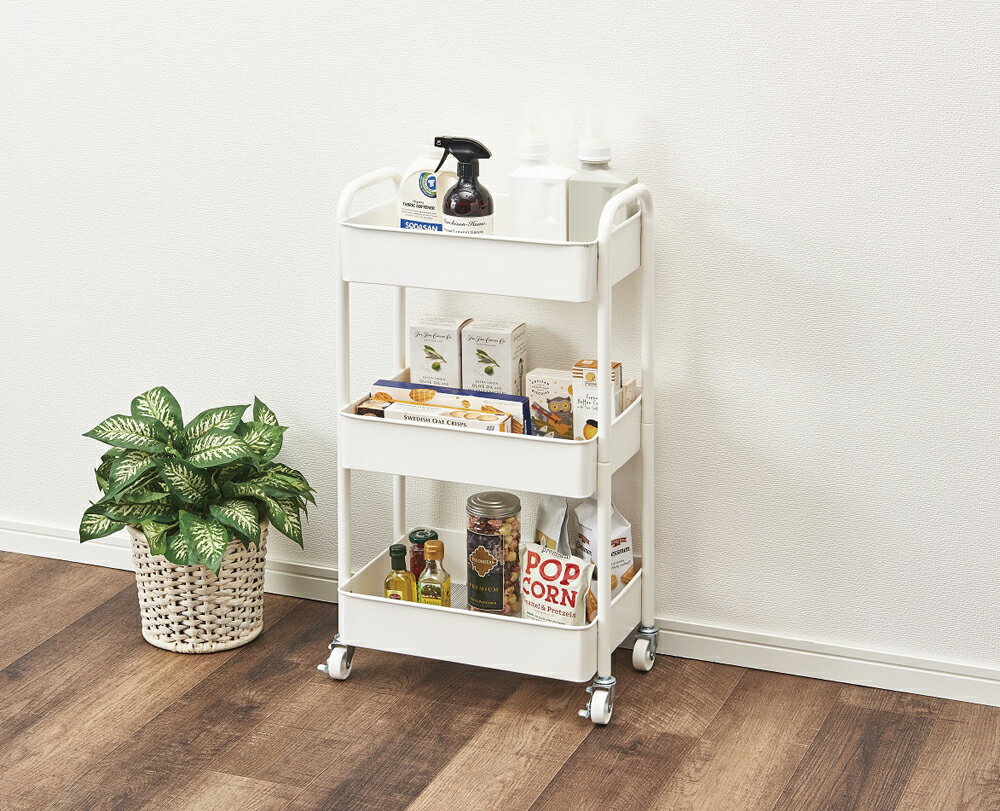 【返品種別A】□「返品種別」について詳しくはこちら□◆リビングやキッチンなどでも使える便利なワゴン◆トレーはメッシュで小さなものも置けます◆キャスター2個にストッパー付■　仕　様　■サイズ(約)：幅430×奥行285×高さ765mm(キャス...