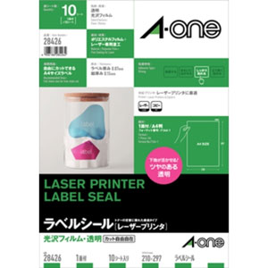 【返品種別A】□「返品種別」について詳しくはこちら□◆レーザープリンタでの印字適性に優れたラベルです。◆下地が生かせる透明フィルムタイプ。◆特殊加工でトナー定着がいい！　カラーレーザープリンタでも使用できます。■　仕様　■対応プリンタ：カラ...
