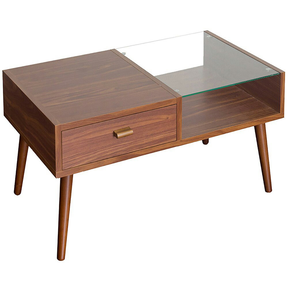 【返品種別A】□「返品種別」について詳しくはこちら□◆リビングにある魅せたいもの、隠したいものの両方が収納できる便利なセンターテーブル。◆半分がキレイなガラス天板＋お気に入りの雑貨を魅せる収納スペース、もう半分は木製天板＋引き出しとなってお...