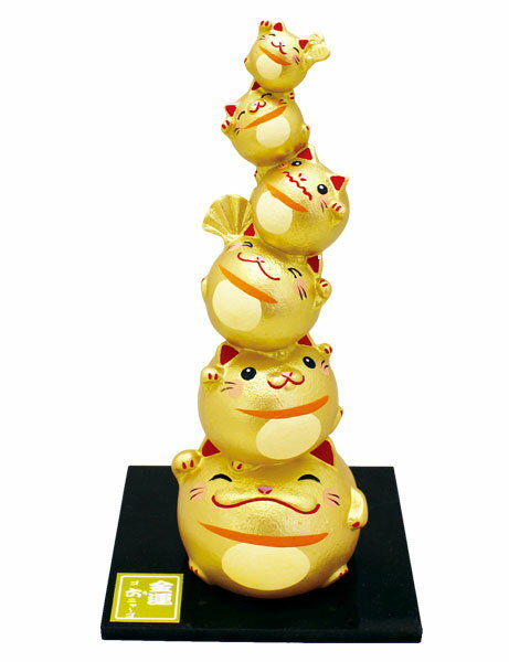 【返品種別A】□「返品種別」について詳しくはこちら□◆金運が重なる猫の置物です。◆猫6匹の表情がそれぞれ異なり愛くるしいです。◆玄関や部屋に飾って金運を呼び寄せよう！　■　仕　様　■サイズ(約)：幅10×奥行8×高さ17.5cm材質：素焼陶...