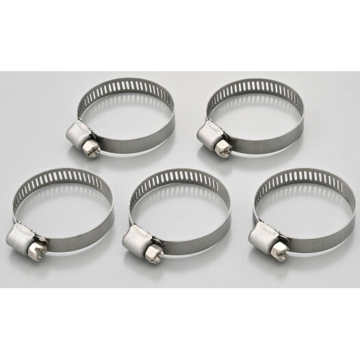 【返品種別B】□「返品種別」について詳しくはこちら□◆8mm幅のステンレス製バンド。鉄製ボルトの締め付けにより、幅広いホース径に対応。■ 仕 様 ■5個入りウォームギア式ホースクランプ外径：Φ21〜Φ38用幅：8mm直線長：約142mm板厚...