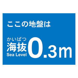 【返品種別B】□「返品種別」について詳しくはこちら□※貼り付ける面のゴミ・油等を拭きとってください。◆屋内外使用可能です。■　仕　様　■取付方法：貼付タイプ縦×横:120×170mm塩化ビニール（PVC）表示内容：ここの地盤は海抜0.3m質...
