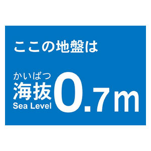 【返品種別B】□「返品種別」について詳しくはこちら□※貼り付ける面のゴミ・油等を拭きとってください。◆屋内外使用可能です。■　仕　様　■取付方法：貼付タイプ縦×横:120×170mm塩化ビニール（PVC）表示内容：ここの地盤は海抜0.7m質...
