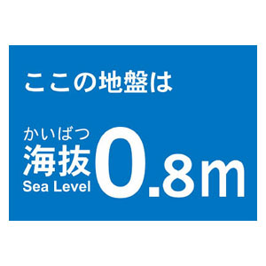 【返品種別B】□「返品種別」について詳しくはこちら□※貼り付ける面のゴミ・油等を拭きとってください。◆屋内外使用可能です。■　仕　様　■取付方法：貼付タイプ縦×横:120×170mm塩化ビニール（PVC）表示内容：ここの地盤は海抜0.8m質...