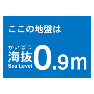 【返品種別B】□「返品種別」について詳しくはこちら□※貼り付ける面のゴミ・油等を拭きとってください。◆屋内外使用可能です。■　仕　様　■取付方法：貼付タイプ縦×横:120×170mm塩化ビニール（PVC）表示内容：ここの地盤は海抜0.9m質...