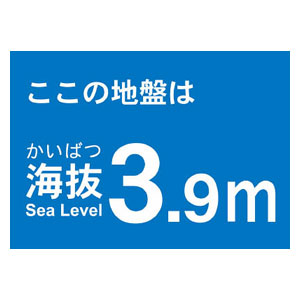 【返品種別B】□「返品種別」について詳しくはこちら□※貼り付ける面のゴミ・油等を拭きとってください。◆屋内外使用可能です。■　仕　様　■取付方法：貼付タイプ縦×横:120×170mm塩化ビニール（PVC）表示内容：ここの地盤は海抜3.9m質...