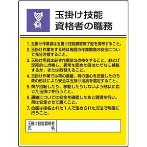 【返品種別B】□「返品種別」について詳しくはこちら□◆50％再生ポリプロピレンを使用しています。◆労働安全衛生規則 第18条に基づく表示です。■　仕　様　■取付方法:ビス止め(ビス別売)再生ポリプロピレン表示内容：玉掛け技能資格者の職務取付...