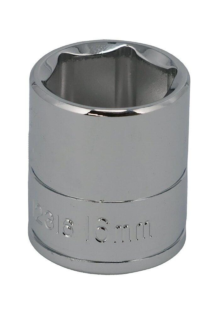 【返品種別B】□「返品種別」について詳しくはこちら□◆ミラー仕上げのメッキが美しいスタンダードソケット。◆ボルト・ナットを傷めにくい面接触タイプ。◆六角タイプ。■　仕　様　■差込角(”SQ)：3/8サイズ(mm)：16全長(L：mm)：26...