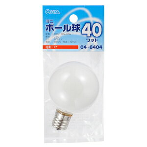 【返品種別A】□「返品種別」について詳しくはこちら□◆屋内専用(屋外使用禁止）■　仕　様　■口金：E17定格消費電力：40W寸法：直径50×全高72mm入数：1個[LBG5740W046404]オーム生活家電＞電球・管球＞白熱電球＞一般電球...