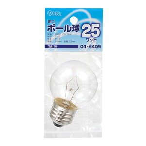 【返品種別A】□「返品種別」について詳しくはこちら□◆屋内専用(屋外使用禁止）■　仕　様　■口金：E26定格消費電力：25W寸法：直径50×全高72mm入数：1個[LBG5625C046409]オーム生活家電＞電球・管球＞白熱電球＞一般電球...