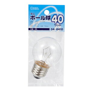 【返品種別A】□「返品種別」について詳しくはこちら□◆屋内専用(屋外使用禁止）■　仕　様　■口金：E26定格消費電力：40W寸法：直径50×全高72mm入数：1個[LBG5640C046410]オーム生活家電＞電球・管球＞白熱電球＞一般電球...