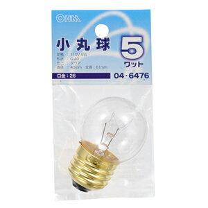 【返品種別A】□「返品種別」について詳しくはこちら□◆屋内専用(屋外使用禁止）■　仕　様　■口金：E26定格消費電力：5W寸法：直径40×全高61mm入数：1個[LBG4605C046476]オーム生活家電＞電球・管球＞白熱電球＞一般電球＞...