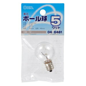 【返品種別A】□「返品種別」について詳しくはこちら□◆屋内専用(屋外使用禁止）■　仕　様　■口金：E12定格消費電力：5W寸法：直径30×全高46mm入数：1個[LBG3205C046481]オーム生活家電＞電球・管球＞白熱電球＞一般電球＞...