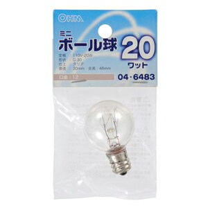 【返品種別A】□「返品種別」について詳しくはこちら□◆屋内専用(屋外使用禁止）■　仕　様　■口金：E12定格消費電力：20W寸法：直径30×全高46mm入数：1個[LBG3220C046483]オーム生活家電＞電球・管球＞白熱電球＞一般電球...