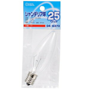 【返品種別A】□「返品種別」について詳しくはこちら□◆屋内専用（屋外使用禁止）■　仕　様　■口金：E17定格：100/11V-25W形状：C-32寸法：直径32×全高97mm[LBC2725C]オーム生活家電＞電球・管球＞白熱電球＞一般電球...