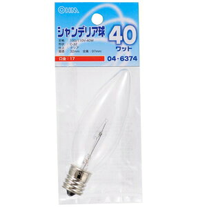 【返品種別A】□「返品種別」について詳しくはこちら□◆口金E17、40W型シャンデリア球、クリアタイプ◆屋内専用（屋外使用禁止）■　仕　様　■口金：E17定格：100/110V-40W形状：C-32寸法：直径32×全高97mm[LBC274...