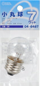 【返品種別A】□「返品種別」について詳しくはこちら□◆ミニボール球■　仕　様　■口金：E26定格消費電力：7W寸法：直径40×高さ61mm[LBG4607C]オーム生活家電＞電球・管球＞白熱電球＞一般電球＞ナツメ球・小丸電球・シャンデリア電球
