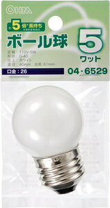 【返品種別A】□「返品種別」について詳しくはこちら□◆ボール球■　仕　様　■口金：E26定格消費電力：5W寸法：直径40×高さ61mm入数：1個[LBG4605WLL]オーム生活家電＞電球・管球＞白熱電球＞一般電球＞ボール球