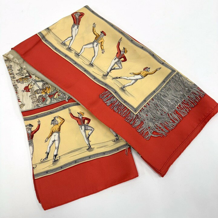 ＞＞同じブランドのアイテムはこちら!! ◆商品ランク Bランク ◆商品情報 ・カラー：レッド アイボリー ・素材/ライン：シルク100% ・サイズ：90cm×90cm ・仕様：-- ◆付属品 -- ◆状態 全体的に使用感あり 汚れ、シミ、糸...