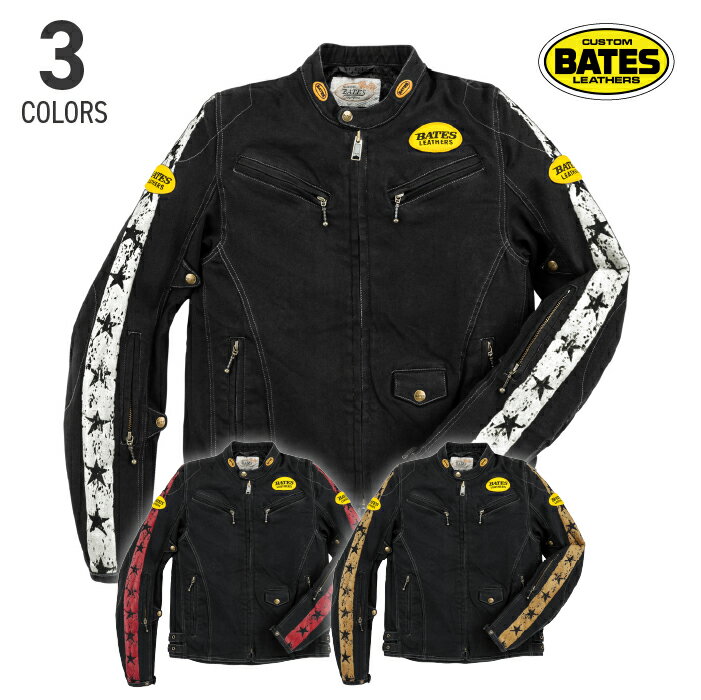 ベイツレザー伝統のデザイン＆シルエットのデニムライダースジャケット。60〜70年代にベイツ社が使用していたエンブレムとネームを復刻採用し、袖の星柄やヴィンテージプリントラインがトラデッショナル＆ヴィンテージ感漂うテイストです。【装備】エアス...
