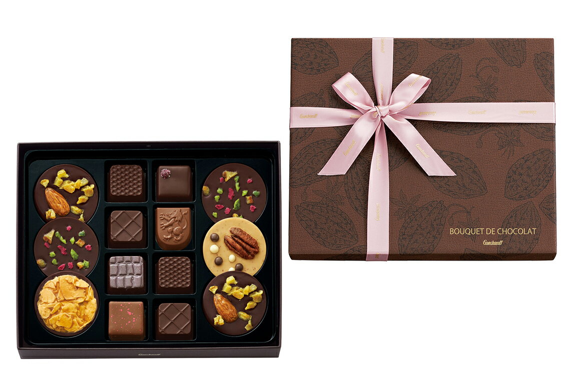 商品名 バレンタイン 2026 ゴンチャロフ ブーケ ド ショコラ チョコレート 詰め合わせ 14粒入 ギフト チョコ 本命 義理 プレゼント スイーツ お菓子 洋菓子 映え マンディアン ナッツ ドライフルーツ 手提げ袋付き 人気 ブラン...