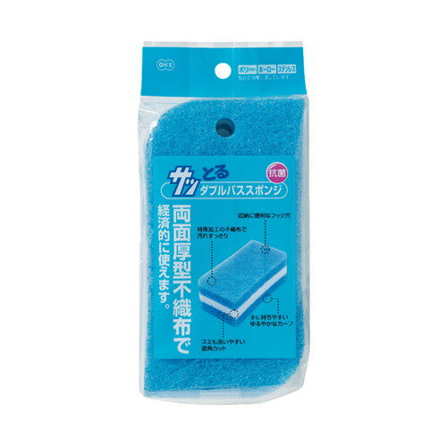 商品名 オーエ サッとる ダブルバススポンジ 内容量 1個 商品説明 ●繊維の細かいソフトな不織布とスポンジを貼り合わせていますので、水だけで汚れを落とすことが出来ます。●収納に便利なフック穴つき。※メーカーの都合により、パッケージ・仕様等...