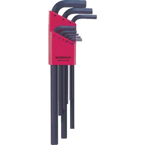 ボンダス 六角L-レンチ ロング セット9本組（1．5-10mm）■ 特長ボンダス特許ホルダーに入っています。■ 商品スペック仕様・規格硬度：HRC57〜61セット内容(mm)：1.5、2、2.5、3、4、5、6、8、10セット内容(本)：...