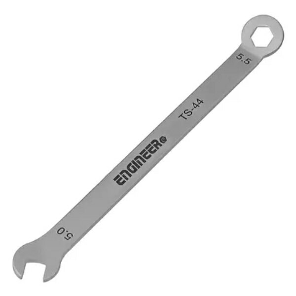エンジニア コンビ型スパナ 5×5．5■ 特長厚みがわずか1.5mmの超薄型スパナです。めがね、スパナのコンビセットです。ヘッドの曲り角度は30°です。■ 商品スペック仕様・規格スパナサイズ(mm)：5全長(mm)：106厚さ(mm)：1....