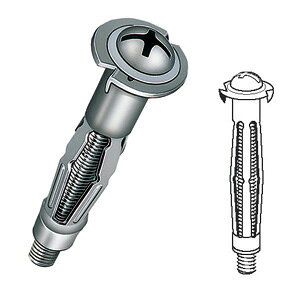 JEFCOM/ジェフコム DENSAN/デンサン ボードアンカー 適用板厚3〜9mm A-409HN新建材・石膏ボード・中空構造壁にあらゆる中空壁面への器具の取りつけに●傘が開いてガッチリ固定●合板壁面に通信器具、分電盤、スイッチ　盤、棚受...