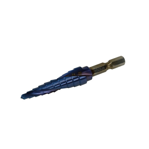 Jefcom・ジェフコム/DENSAN・デンサン ステップドリル スパイラルタイプ DSCH-413様々なサイズに対応！1mm刻みでスムーズに穴あけ●窒化チタンコーティング・コバルトハイス●切りくずの排出がスムーズな スパイラルタイプ●充電...