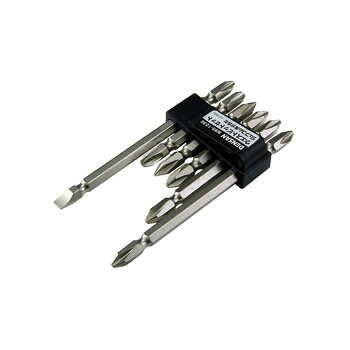Jefcom・ジェフコム/DENSAN・デンサン ウエストビットセット マグネット付 6本組 WBS-1236●硬質両頭ビット（インパクトドライバー対応）●ベルトクリップ付で便利！●工業用特殊鋼●錆防処理加工●マグネット付仕様セット内容（各...
