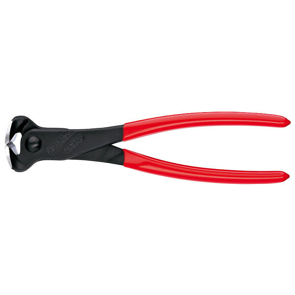 KNIPEX・クニペックス エンドカッティングニッパー 6801-200プライヤーのスペシャリスト！コンクリート作業中、金属メッシュの結び目を締める際に、このヘッドの形が役に立ちます。軟線および硬線用の切刃付き結束線をねじって切断する用途に...