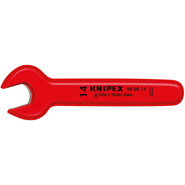 KNIPEX・クニペックス 絶縁スパナ1000V 9800-181000V絶縁●鍛造により大変頑丈です。●材質はオイル焼き入れ焼き戻し処理済みの鍛造クロームバナジウム鋼。●DIN EN/IEC60900基準に適合しています。●各部の寸法は絶...