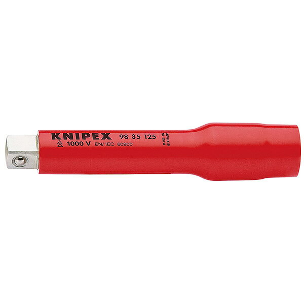 KNIPEX・クニペックス 3/8SQ　絶縁エキステンションバー1000V 9835-125素早く簡単にソケットを装着可能●鍛造により大変頑丈です。●材質はクロームバナジウム鋼。●DIN EN/IEC60900基準に適合しています。●絶縁ソ...
