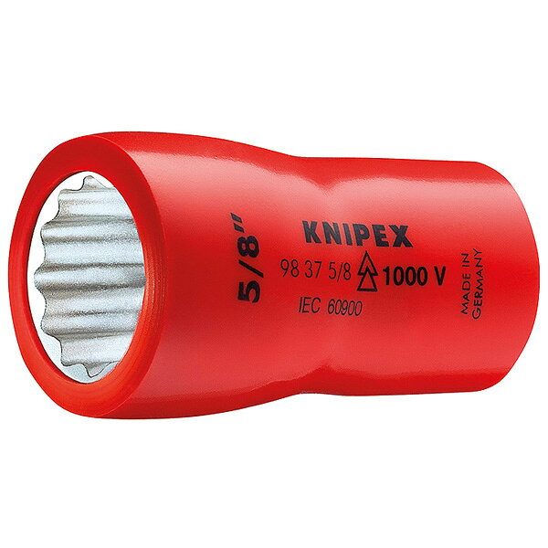 KNIPEX・クニペックス 3/8SQ　絶縁ソケット1000V 9837-3/81000V絶縁●材質はクロームバナジウム鋼。●DIN EN/IEC60900基準に適合しています。仕様ツール本体クロームメッキ仕上げ12ポイント差込角(”SQ)...